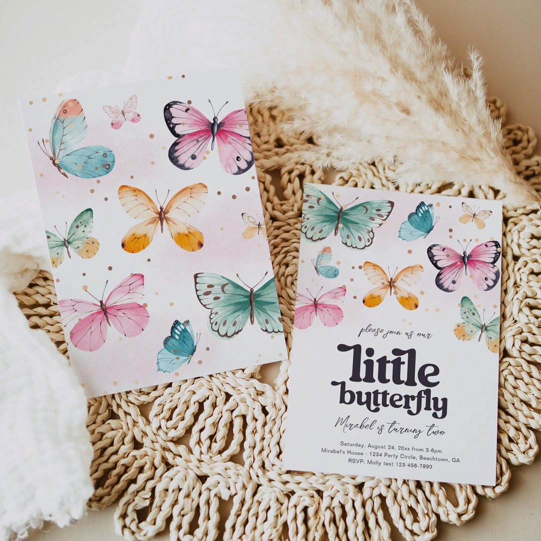Butterfly Birthday Invitation, Butterfly Party Invitation, Watercolor ...