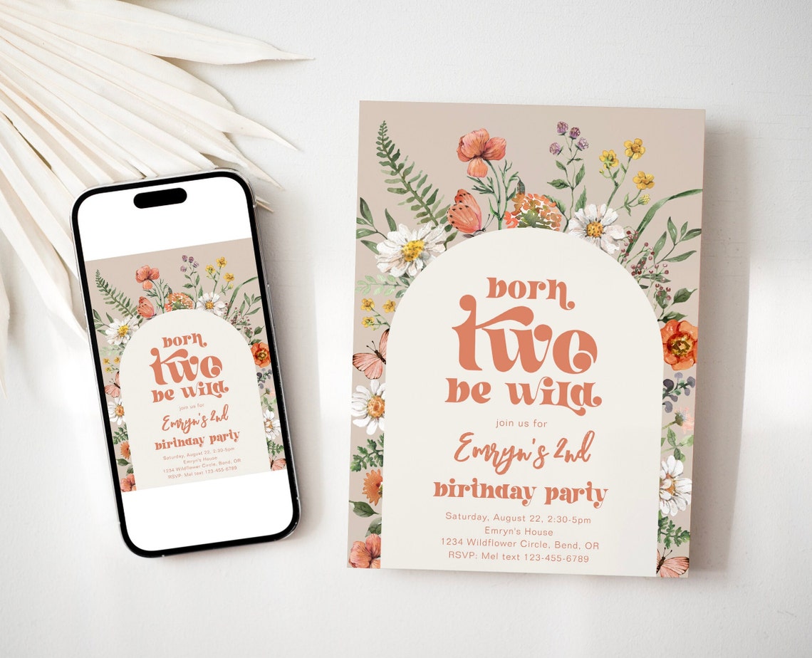 Born to Be Wild Wildflower Invitation, Wildflower Party Invitation ...