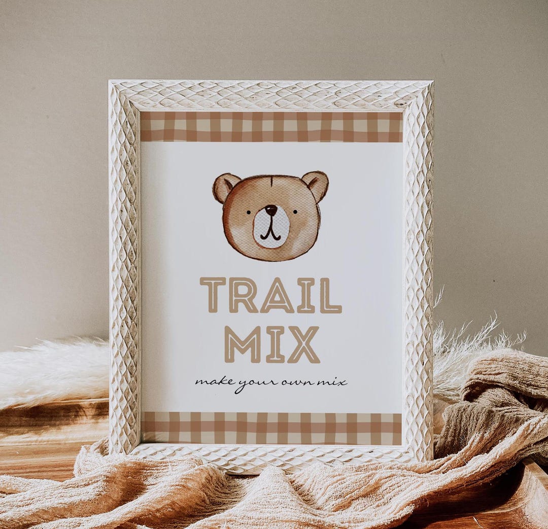 8x10 Editable Bear Trail Mix Bar Sign, Bear Trail Mix Sign, Woodland ...