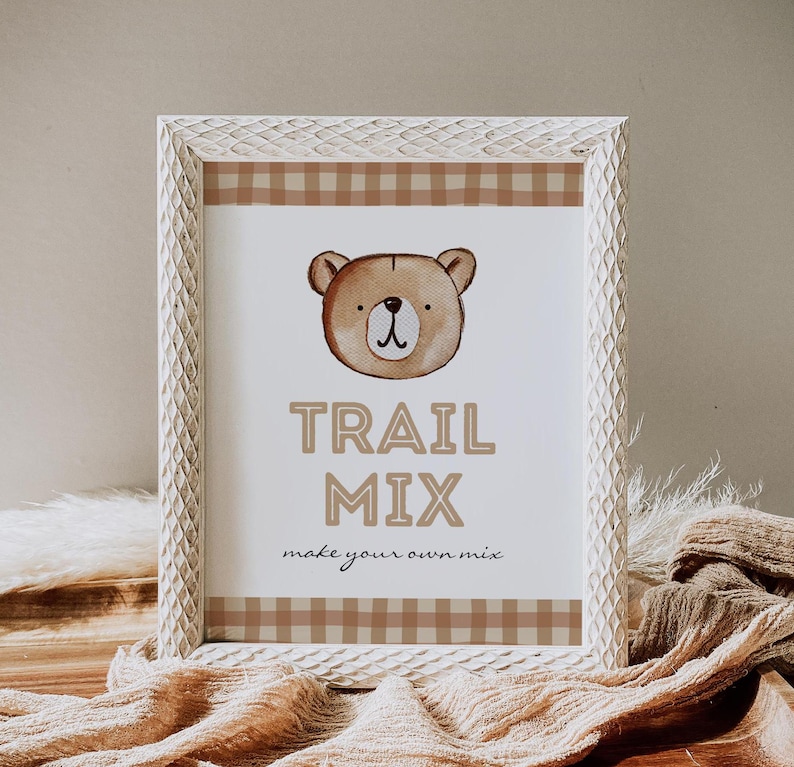 8x10 Editable Bear Trail Mix Bar Sign, Bear Trail Mix Sign, Woodland ...