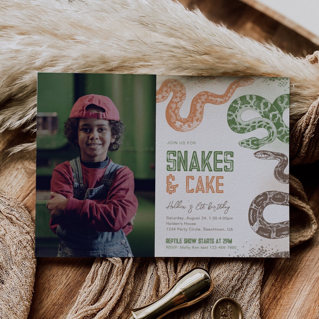 Photo Snake Birthday Invitation, Snake Party Invitation, Digital Snake ...