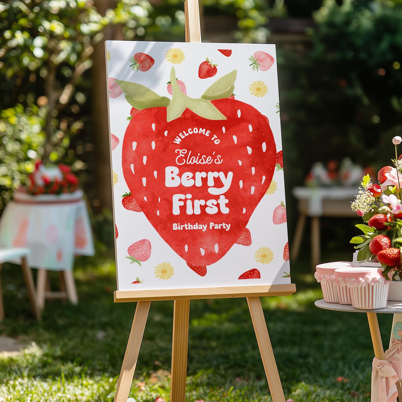 18x24 Berry First Birthday Party Welcome Sign, Berry Welcome Sign ...