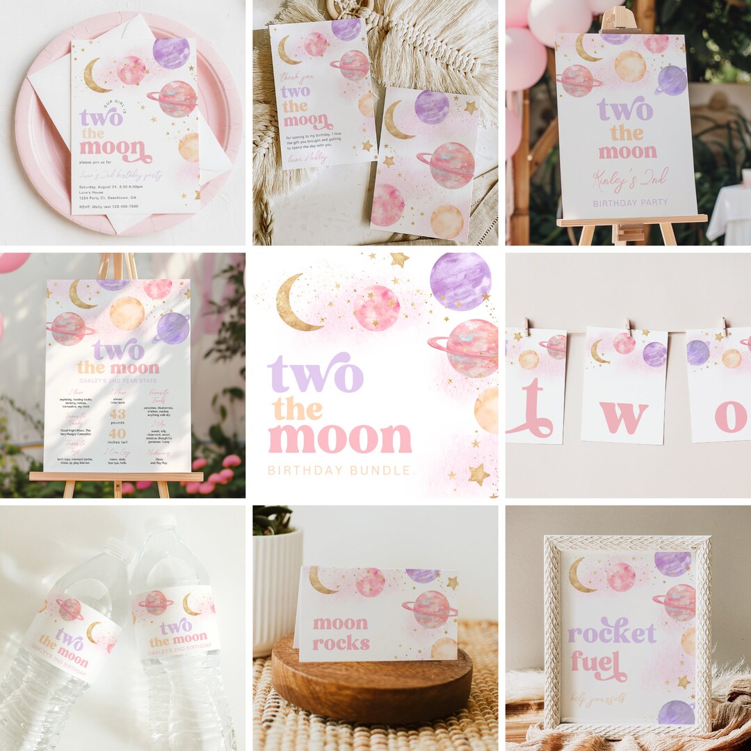 Two the Moon Party Bundle, Digital Two the Moon Party Package, Girl's ...