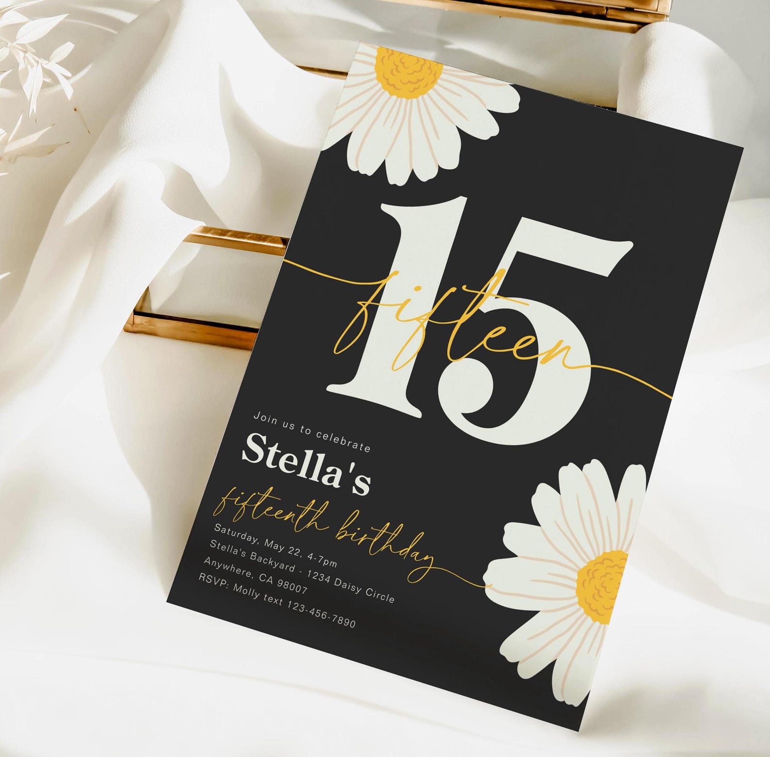 Daisy 15th Birthday Invitation, Fifteenth Birthday Invitation, Girl's 15th Birthday Invite ...