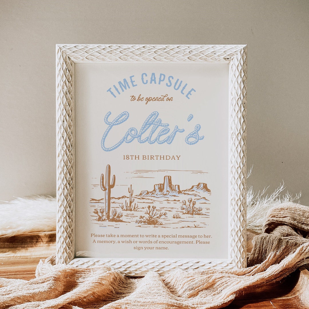 Cowboy Birthday Time Capsule Sign, Digital Cowboy Time Capsule, Western ...