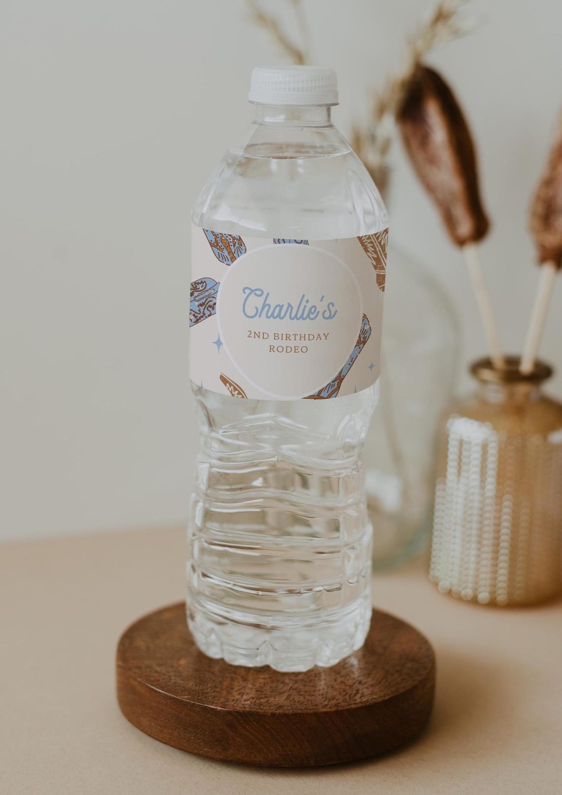 Cowboy Water Bottle Labels, Blue Western Birthday, Western Water Bottle ...