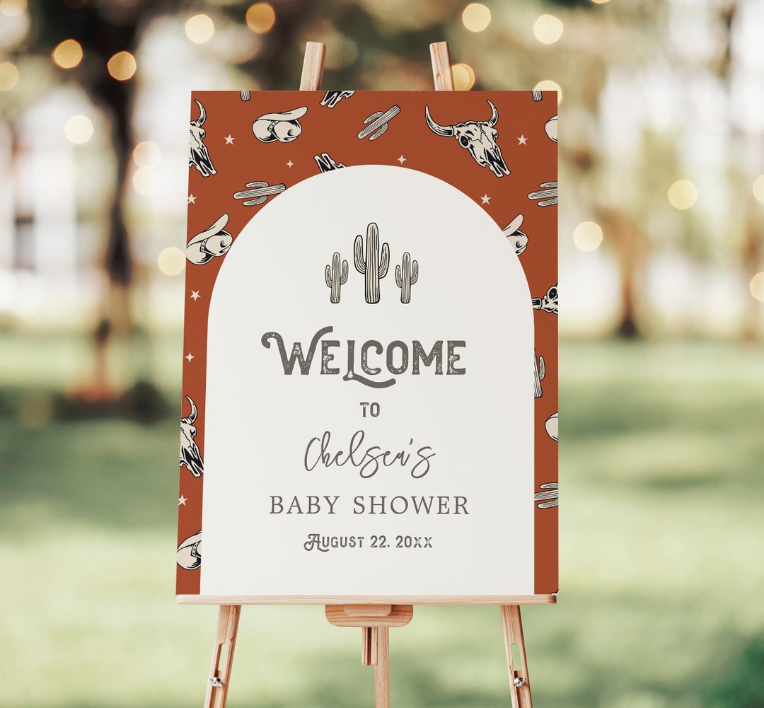 18x24 Wild West Baby Shower Welcome Sign, Editable Western Welcome Sign ...