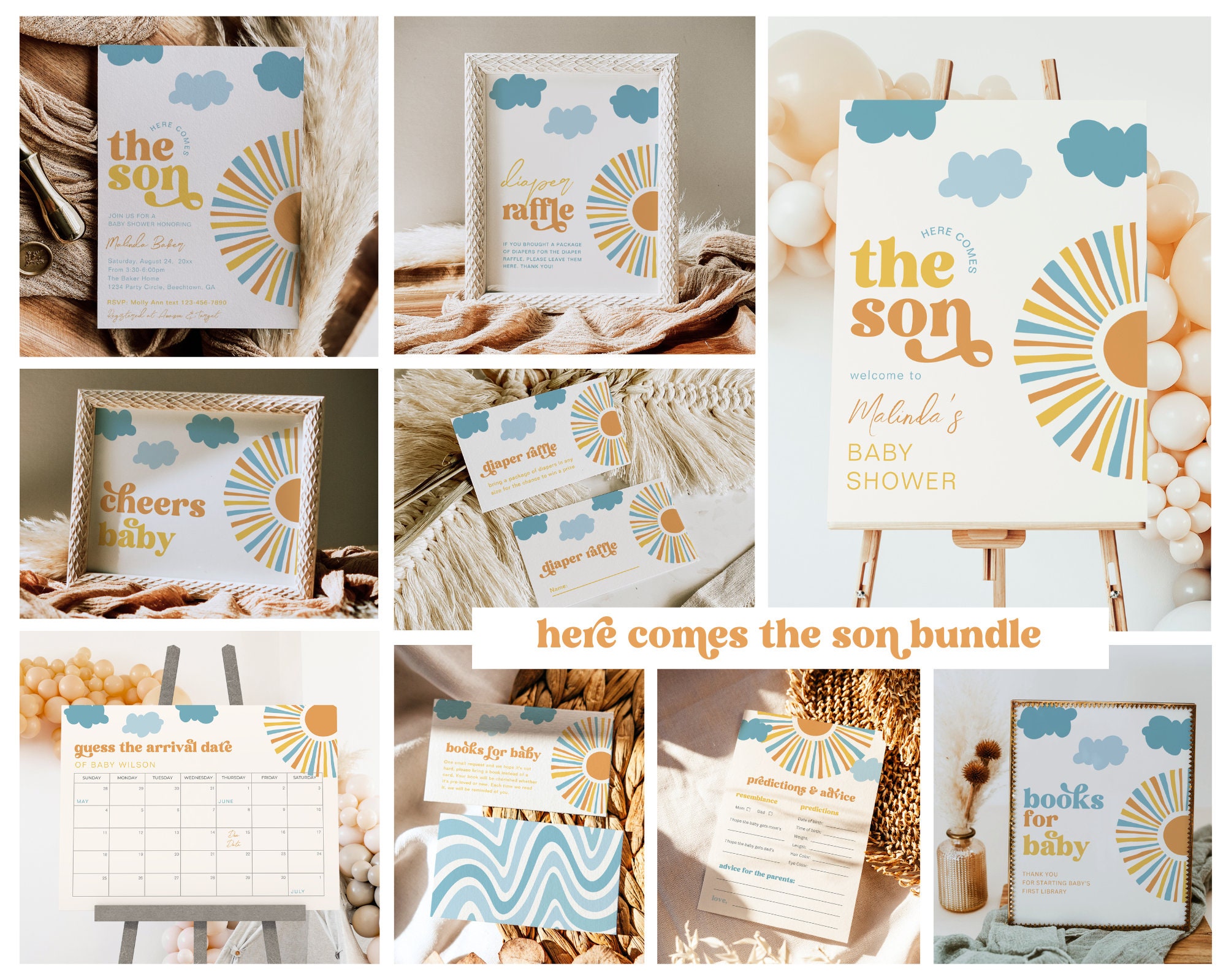 Here Comes the Son Baby Shower Bundle, Here Comes the Son Baby Shower ...