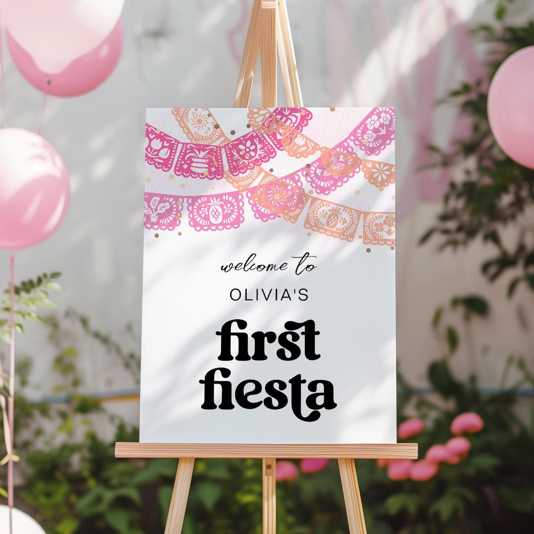 18x24 Fiesta Birthday Welcome Sign, Girl's Fiesta Welcome Sign, Cartel ...