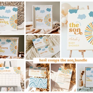 Sun Guess How Many Sign, Sun Baby Shower Game Sign, Here Comes the Son ...