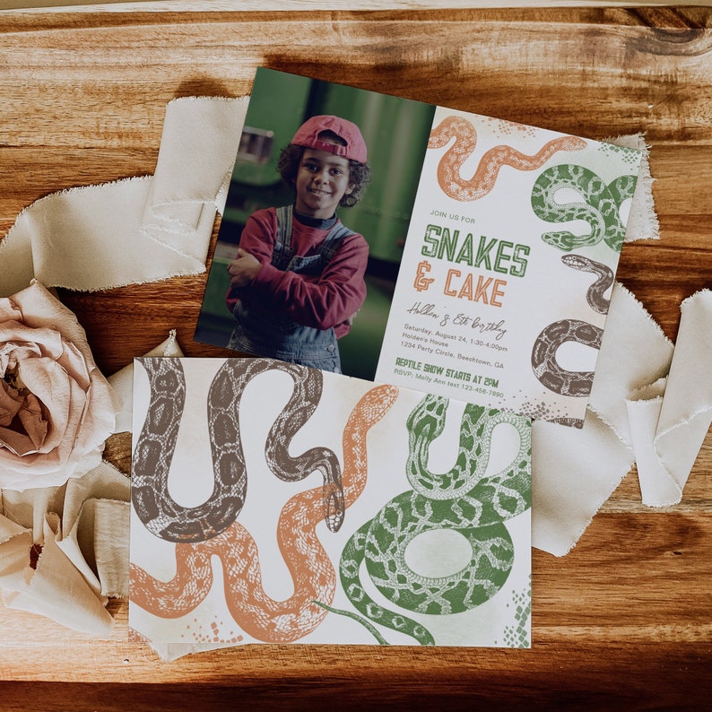 Photo Snake Birthday Invitation, Snake Party Invitation, Digital Snake ...