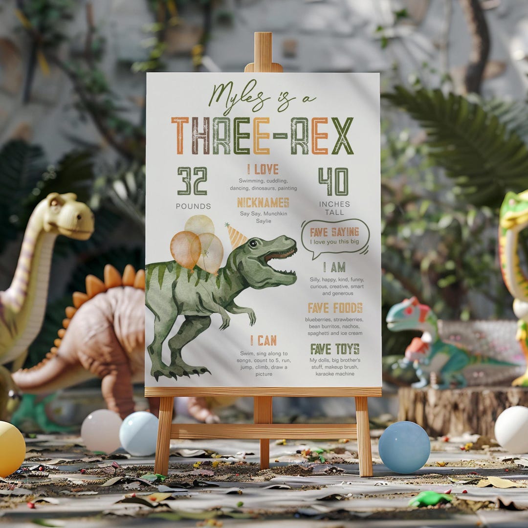 18x24 Three-rex Dinosaur Milestone Poster, Dinosaur Milestone Board ...