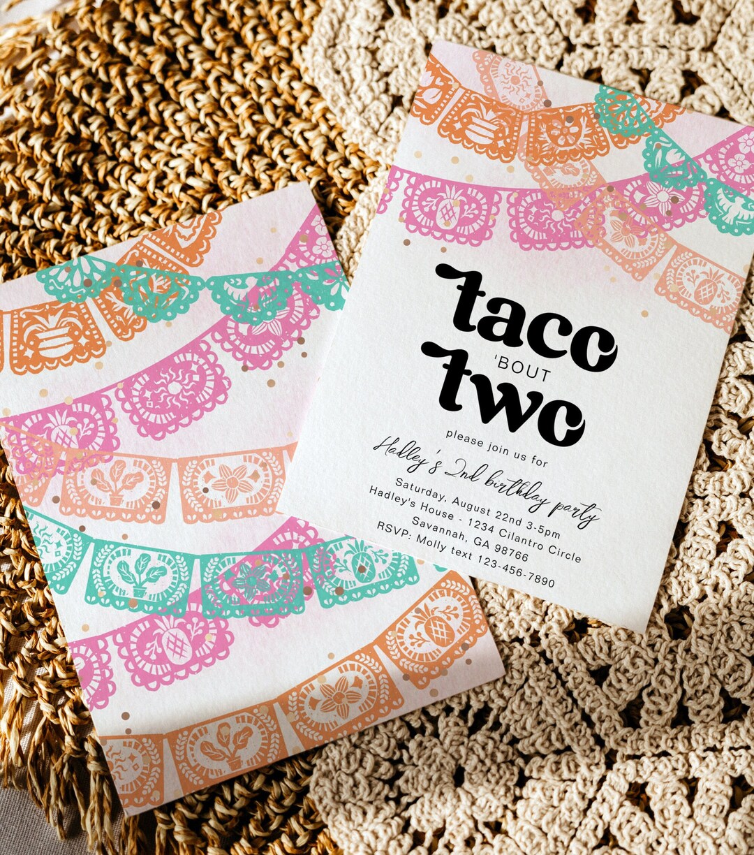 Taco 'bout Two Fiesta Invitation, Girl's Taco Two Birthday Invitation ...