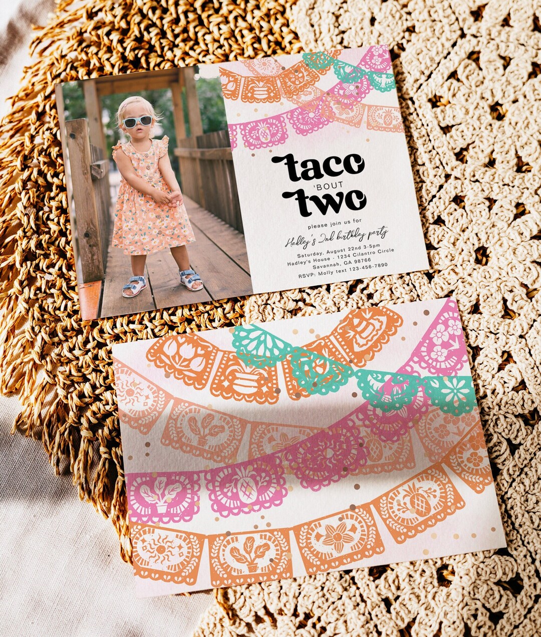 Taco 'bout Two Fiesta Invitation, Girl's Taco Two Birthday Invitation ...