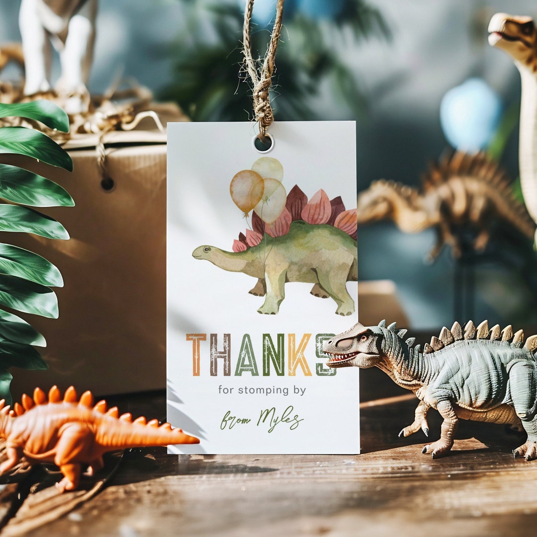 Digital Dinosaur Thank You Tag, Dinosaur Favor Tag, Printable Dinosaur ...