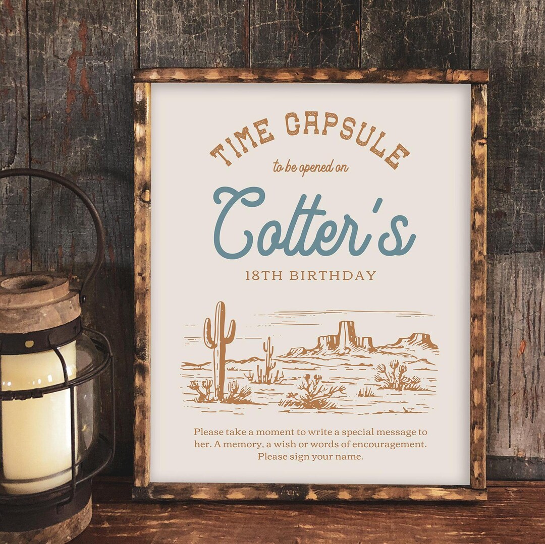 Cowboy Birthday Time Capsule Sign, Digital Cowboy Time Capsule, Western ...