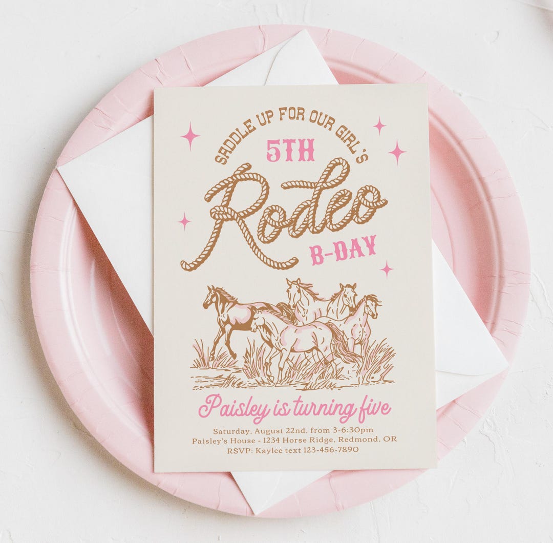 Girl's Horse Birthday Invitation, Girl's Rodeo Birthday Invitation ...