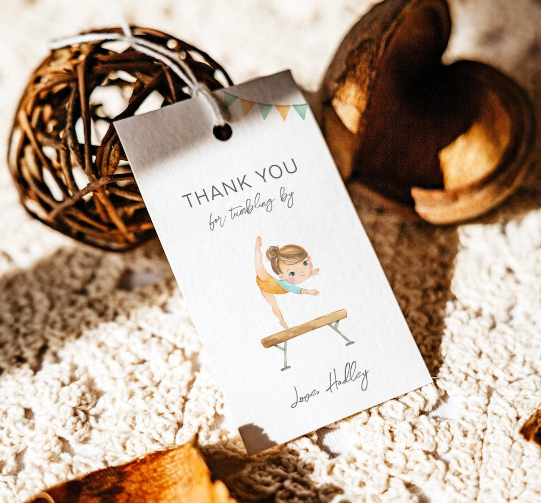 Digital Gymnastics Party Favor Tags, Printable Gymnastics Birthday ...