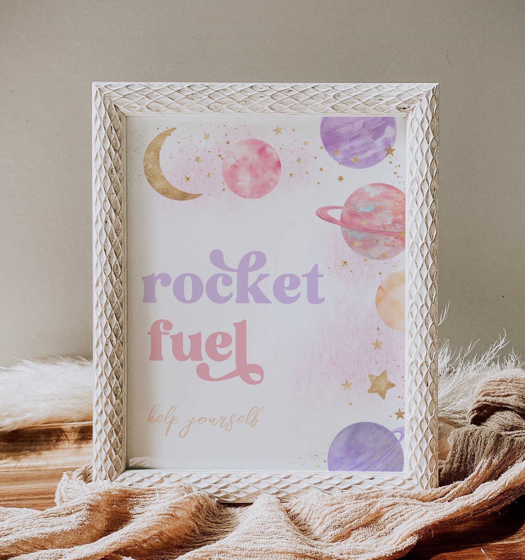 Editable Space Party Sign, Rocket Fuel Sign, Digital Space Party Signs ...