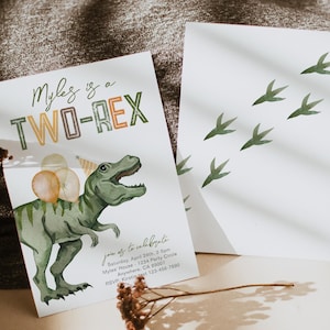 Two-rex Birthday Bundle, Dinosaur Birthday Bundle, Printable Dinosaur ...