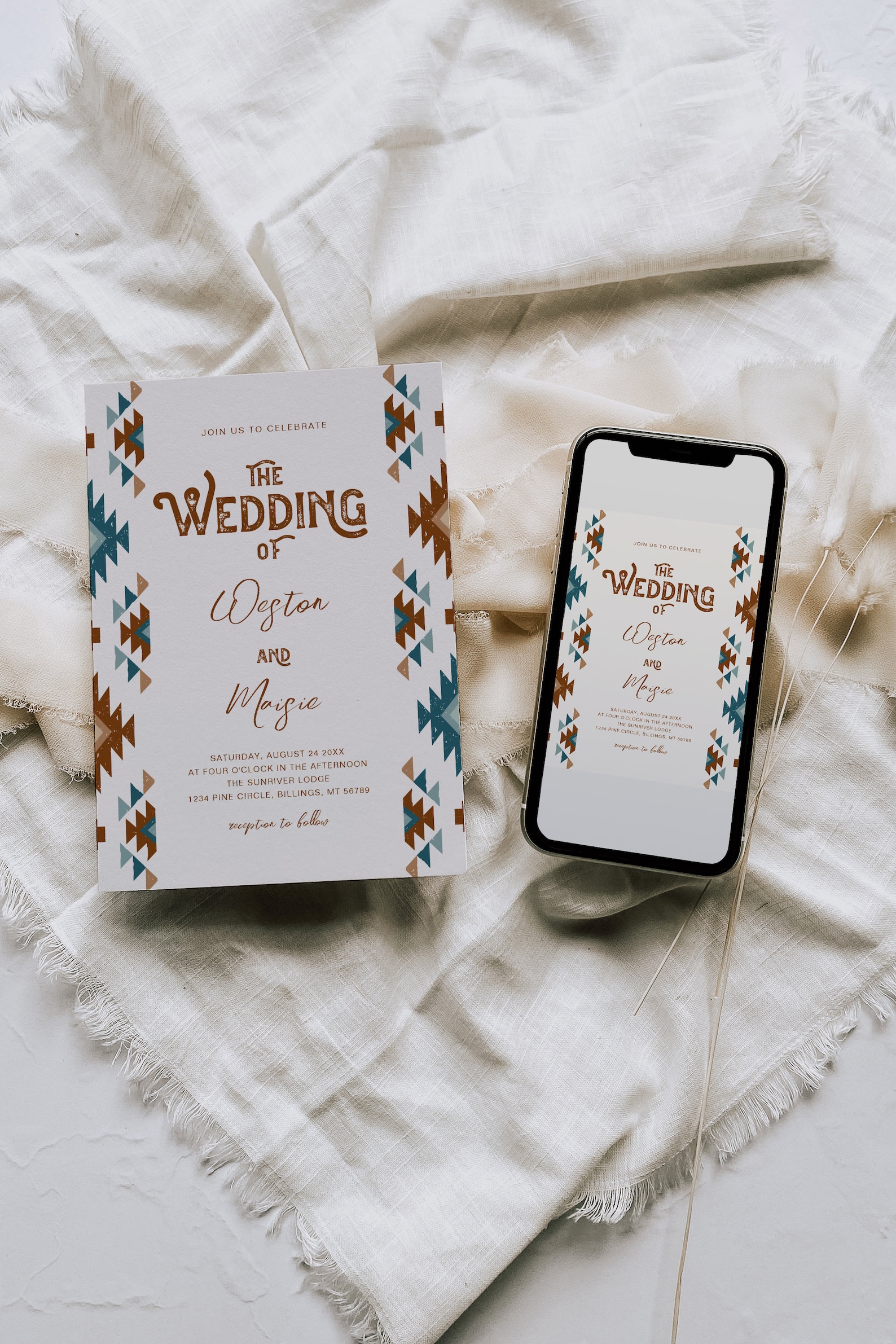 Southwestern Wedding Invitation, Western Wedding Invitation, Digital Western Wedding Invite ...