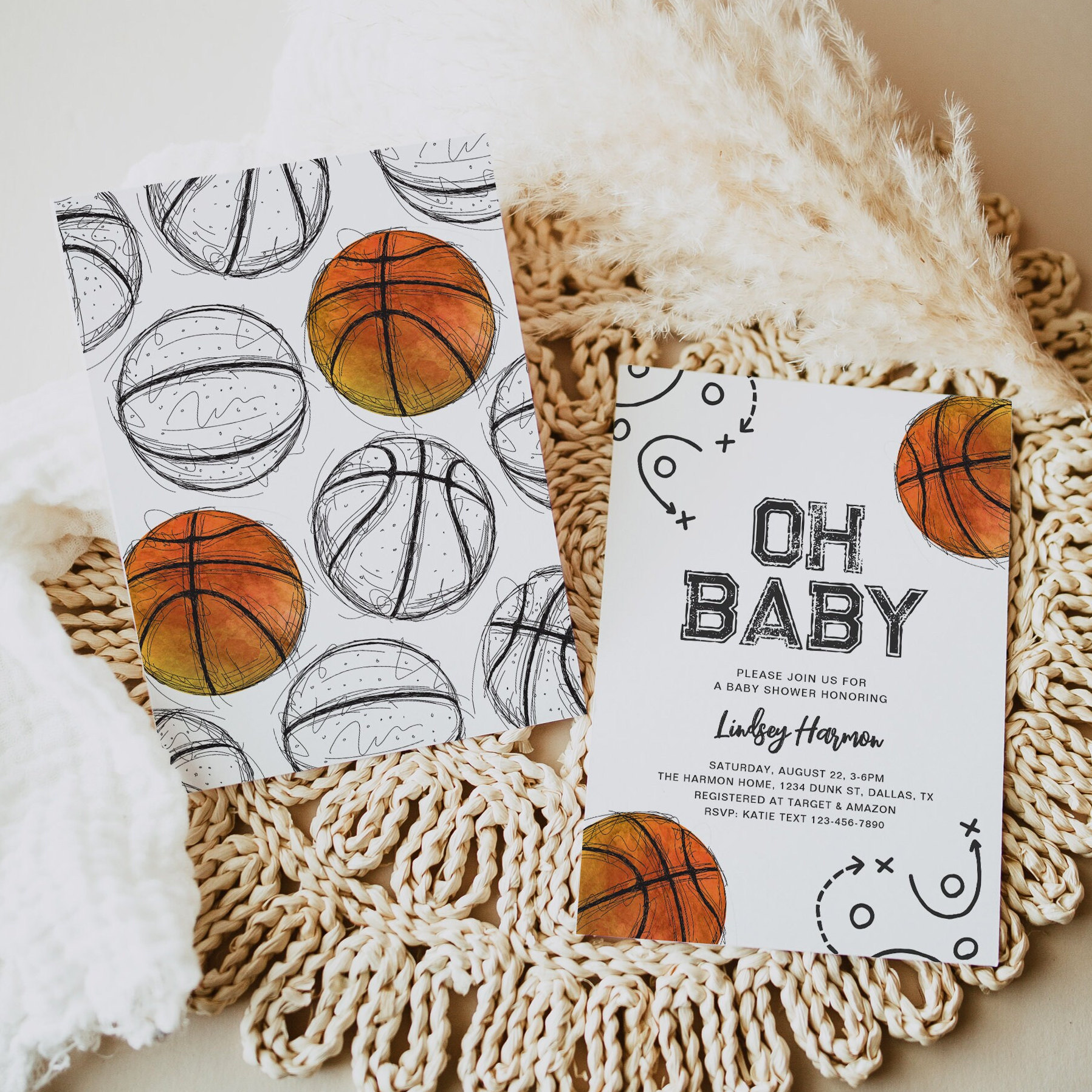 Basketball Baby Shower Invitation, Digital Basketball Shower Invitation ...