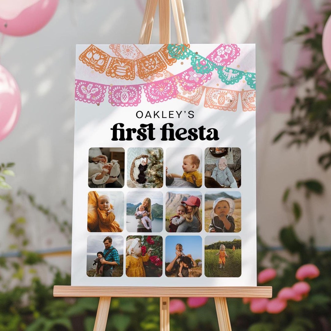 First Fiesta 12 Month Photo Board, Girl First Fiesta Board, Girl's 12 ...