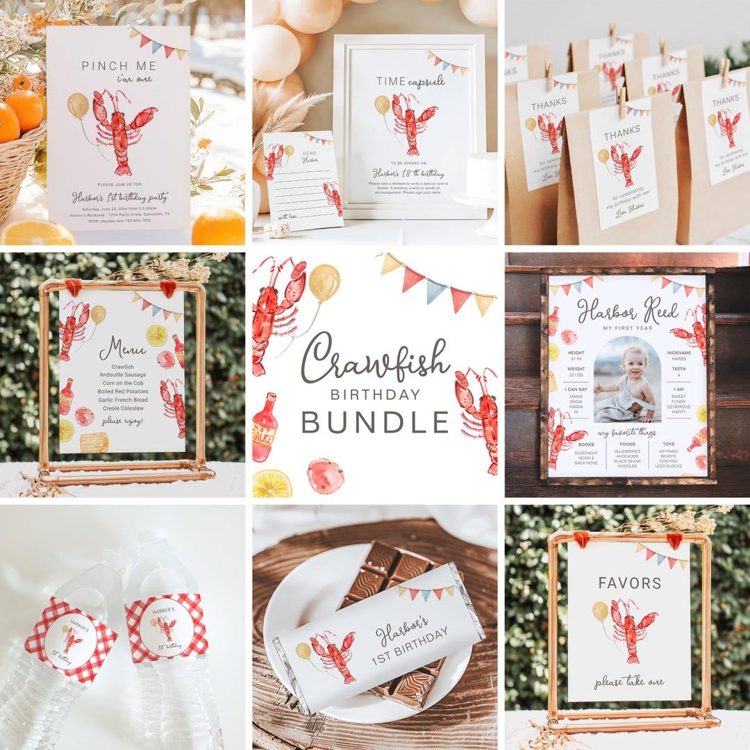 Crawfish Birthday Bundle, Crawfish Party Bundle, Crawfish Birthday ...