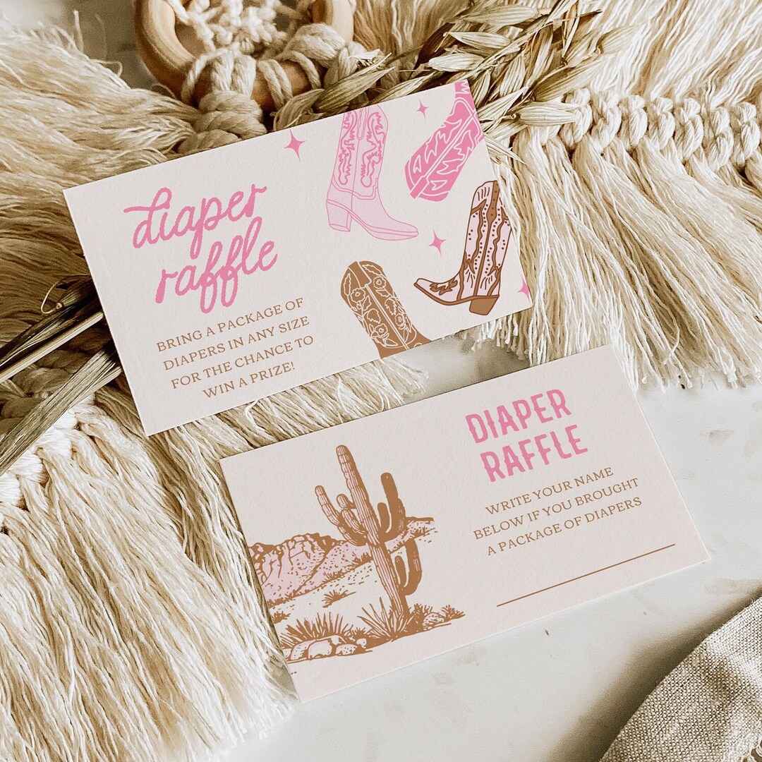 Cowgirl Baby Shower Diaper Raffle Cards, Girl Western Baby Shower ...