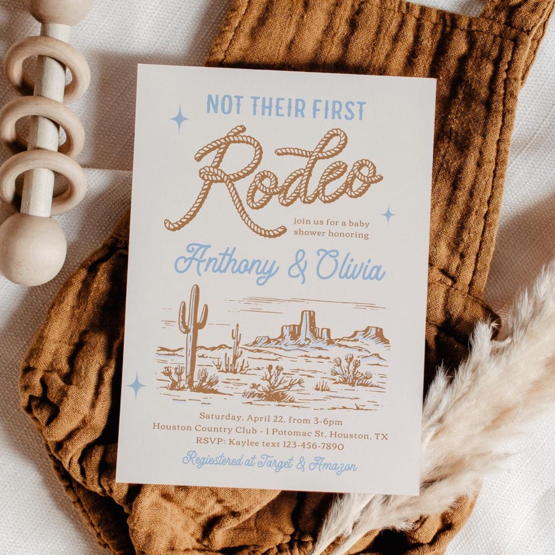 Co-ed Not Their First Rodeo Invitation, 2nd Baby Shower Invitation ...