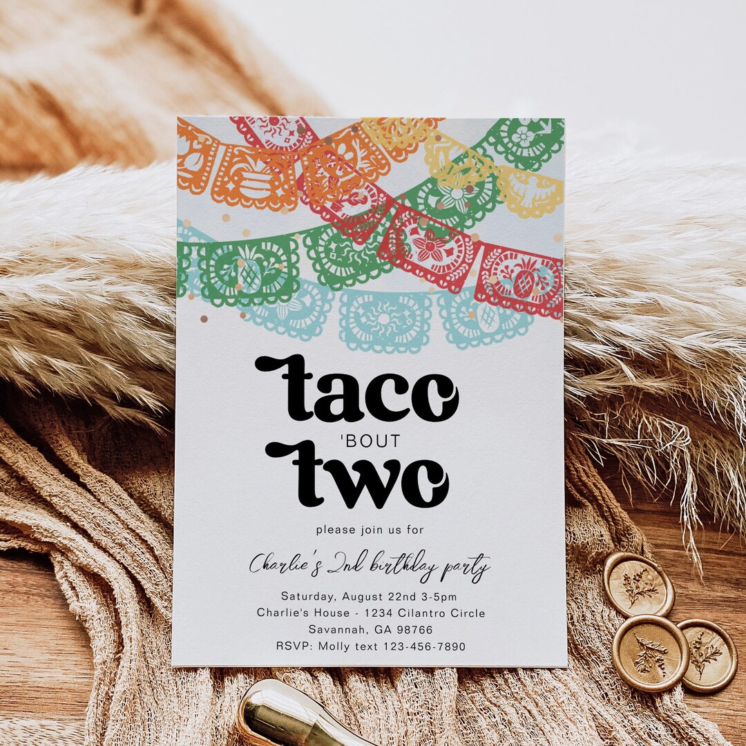 Taco 'bout Two Fiesta Invitation, Taco Two Birthday Invitation, Digital ...