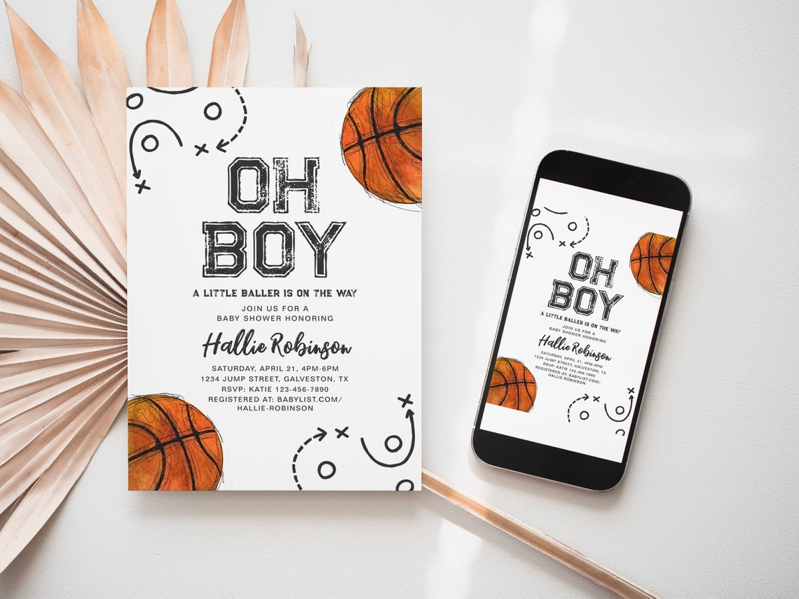 Basketball Baby Shower Invitation, Digital Basketball Shower Invitation ...