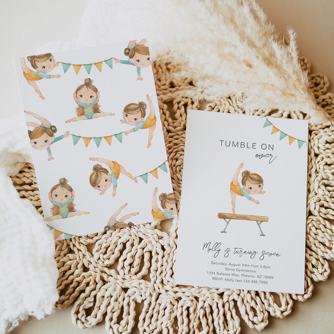 Gymnastics Birthday Party Invitation, Digital Gymnastics Invitation ...
