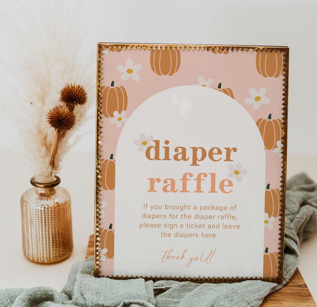 Printable 8x10 Pumpkin Diaper Raffle Sign, Pumpkin Baby Shower Sign ...