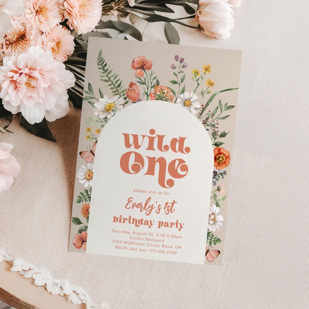 Wildflower Birthday Party Invitation, Girl's Wildflower Invitation ...