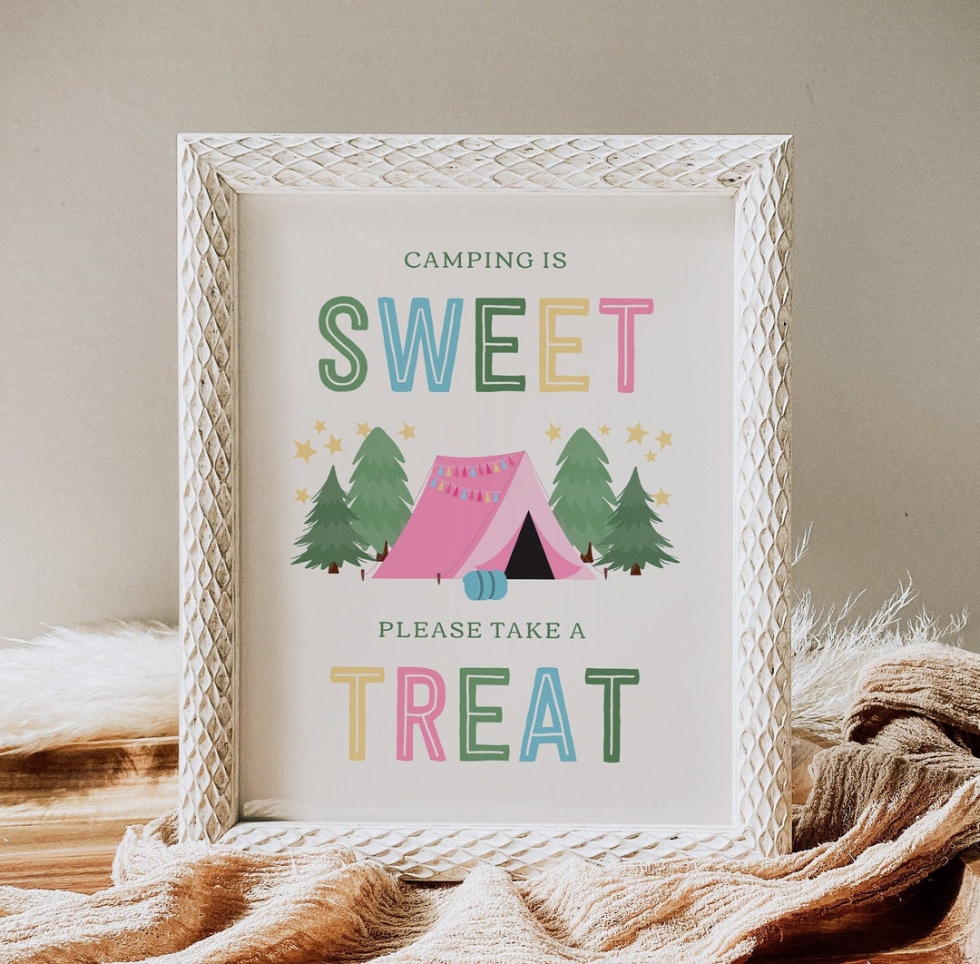 8x10 Editable Camping Treat Sign, Camping Favor Sign, Editable Camping ...