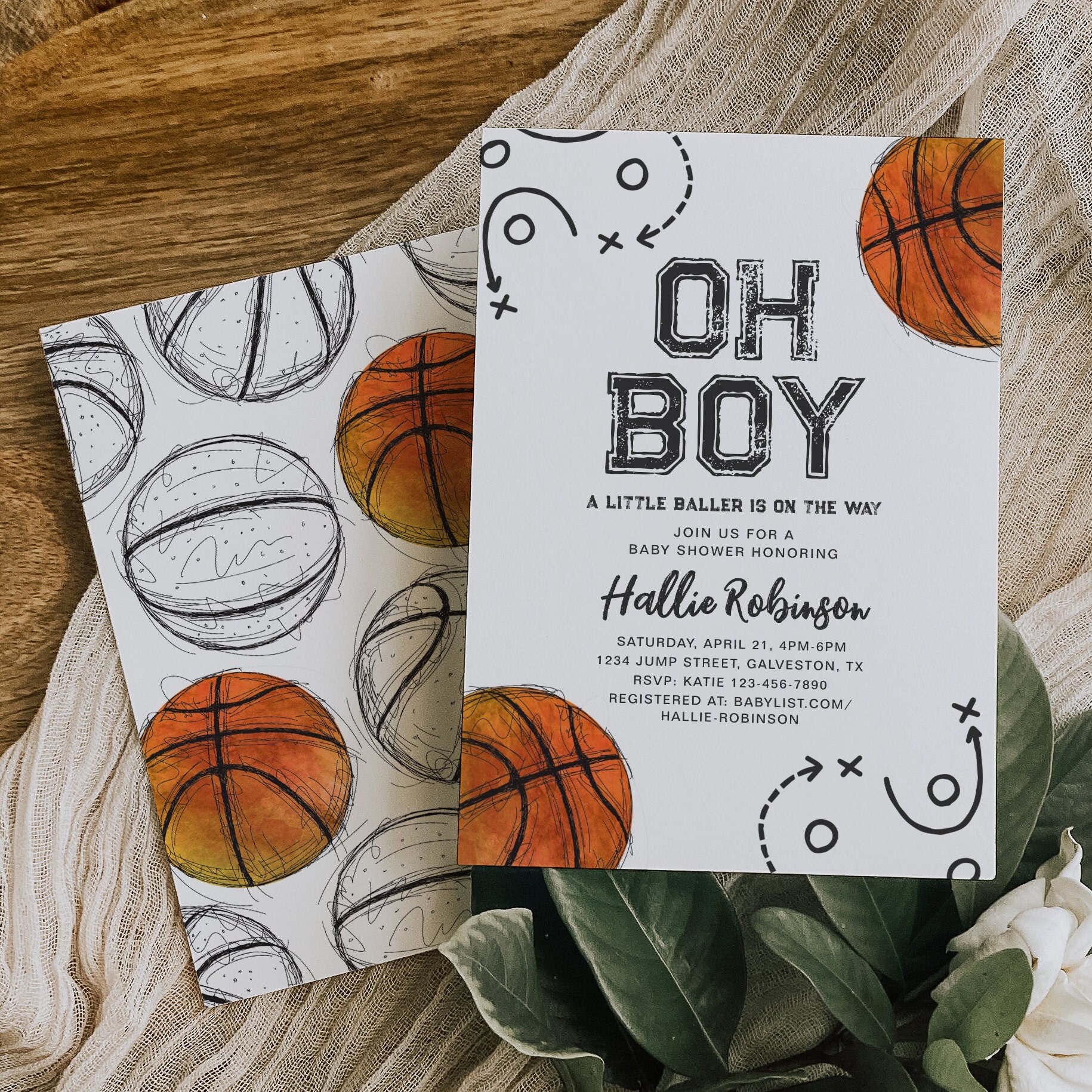 Basketball Baby Shower Invitation, Digital Basketball Shower Invitation ...