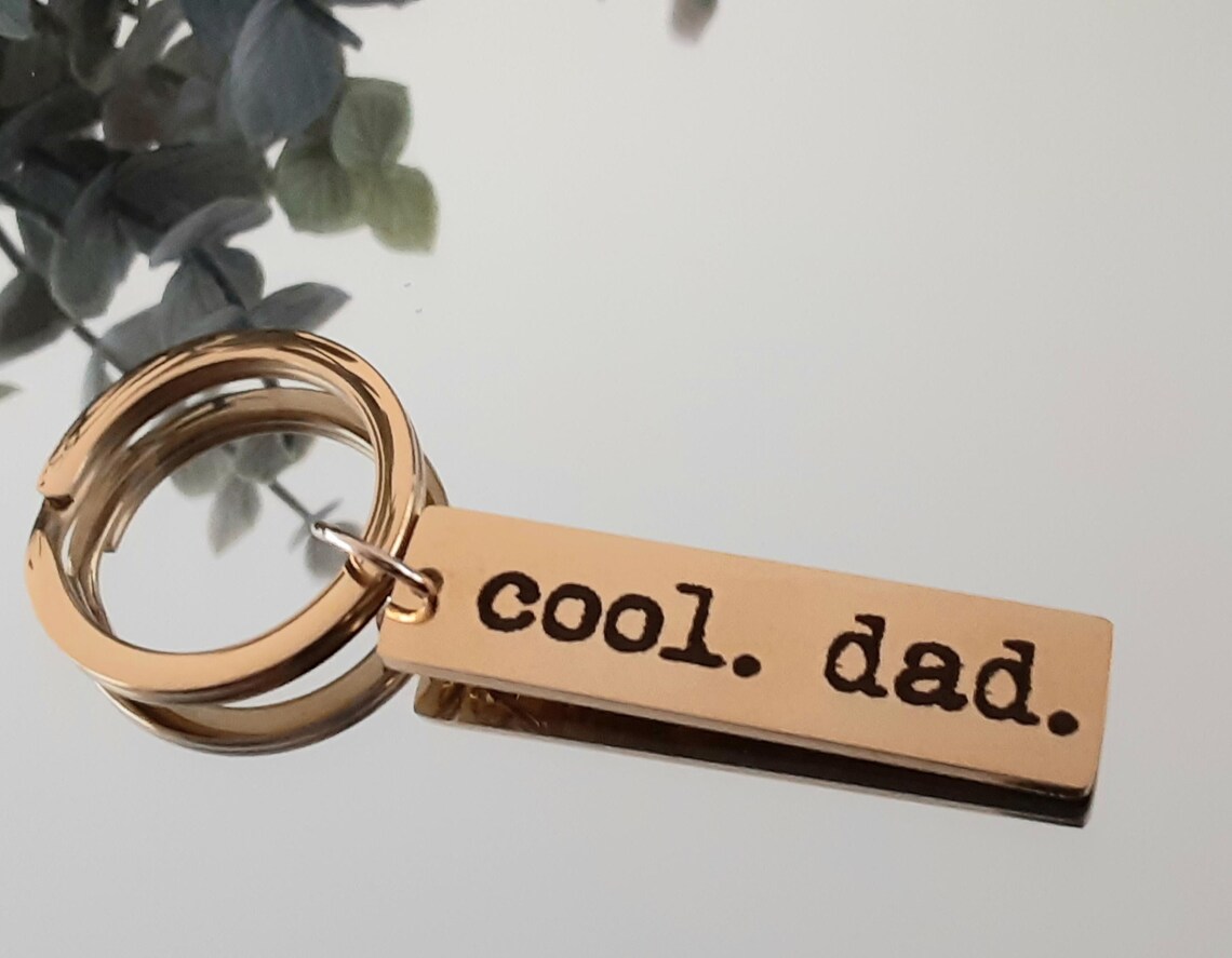 Cool Dad Keychain, Gold Engraved Keyring, Father's Day Gift, Present ...
