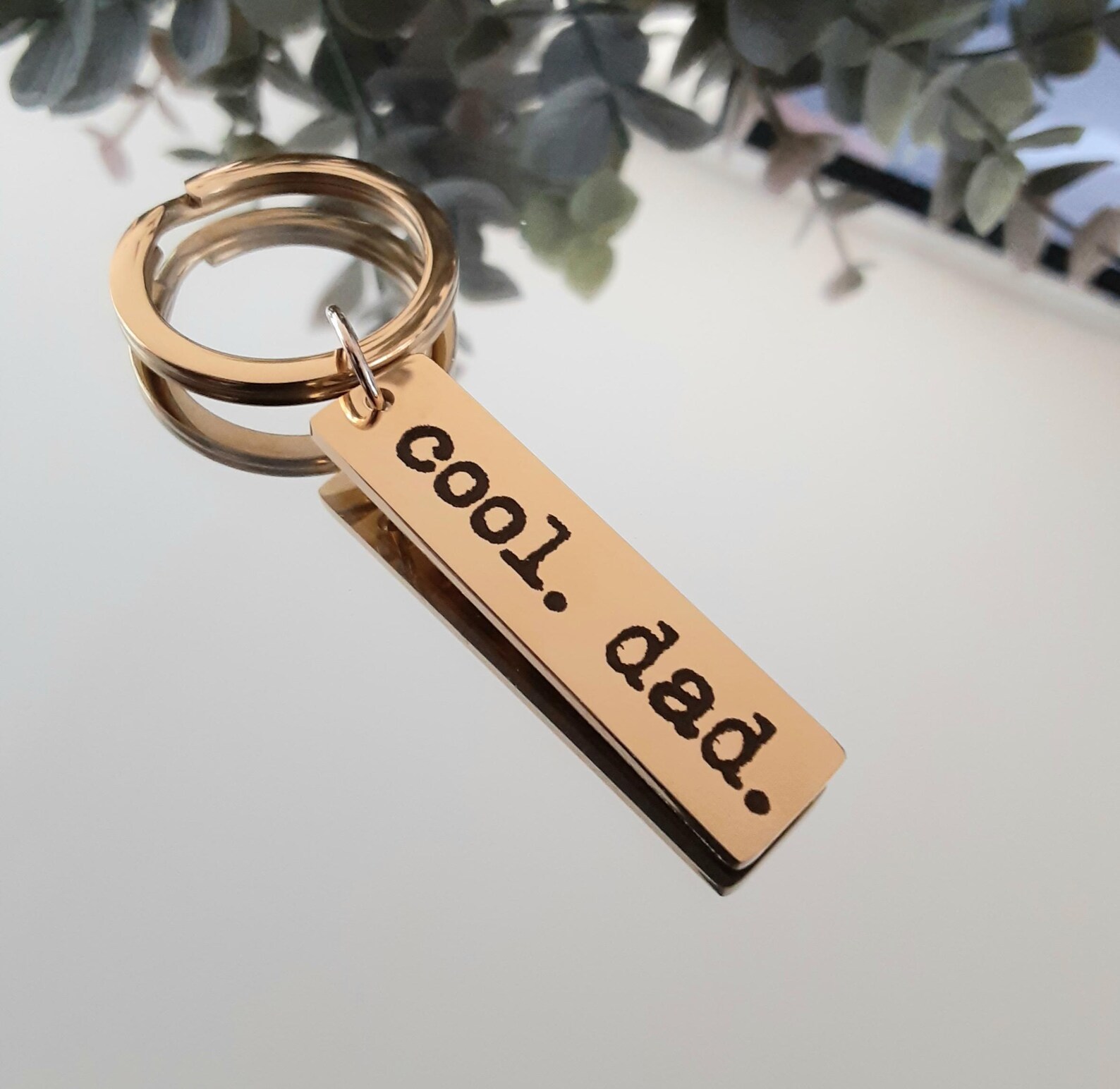 Cool Dad Keychain, Gold Engraved Keyring, Father's Day Gift, Present ...