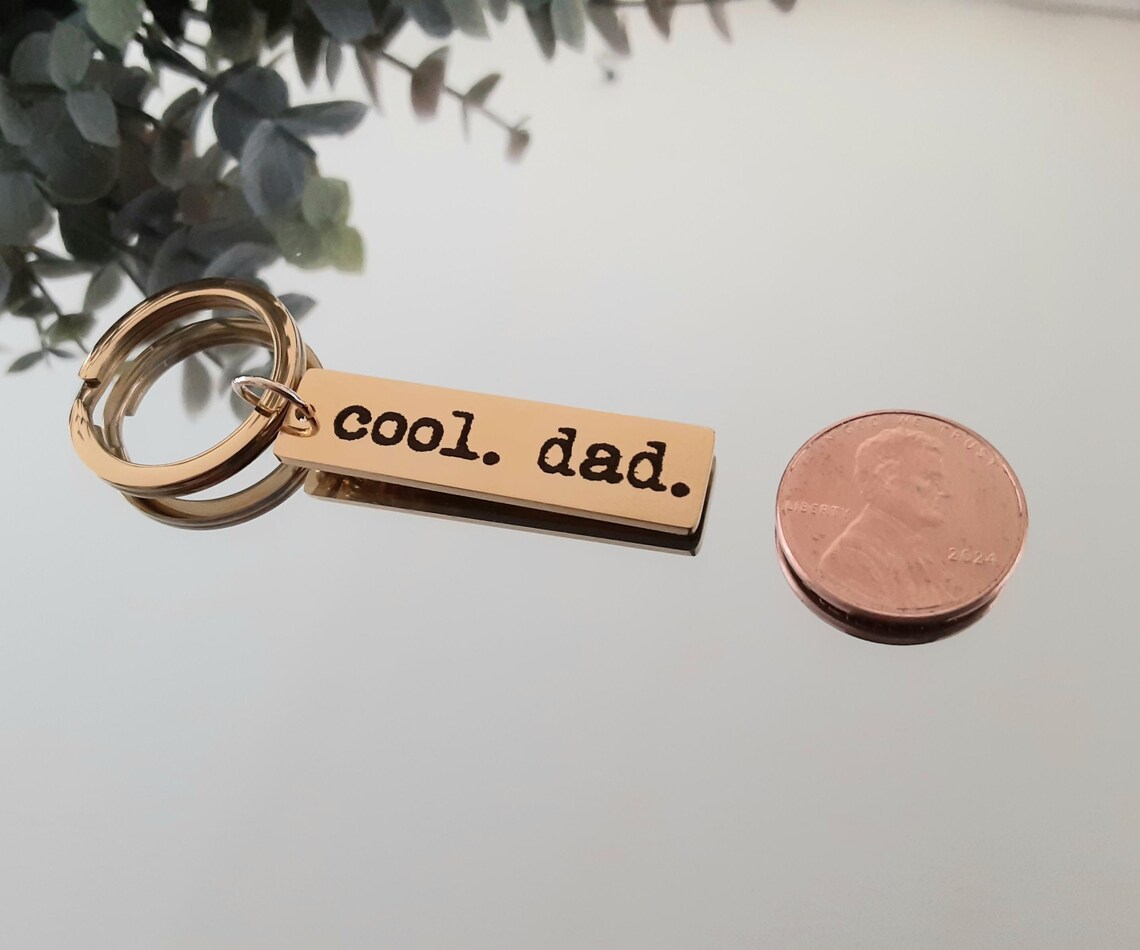 Cool Dad Keychain, Gold Engraved Keyring, Father's Day Gift, Present ...