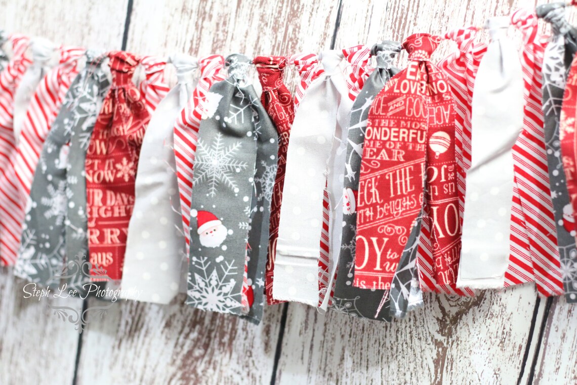 Christmas Santa Fabric Strip Banner Holiday Santa Banner - Etsy