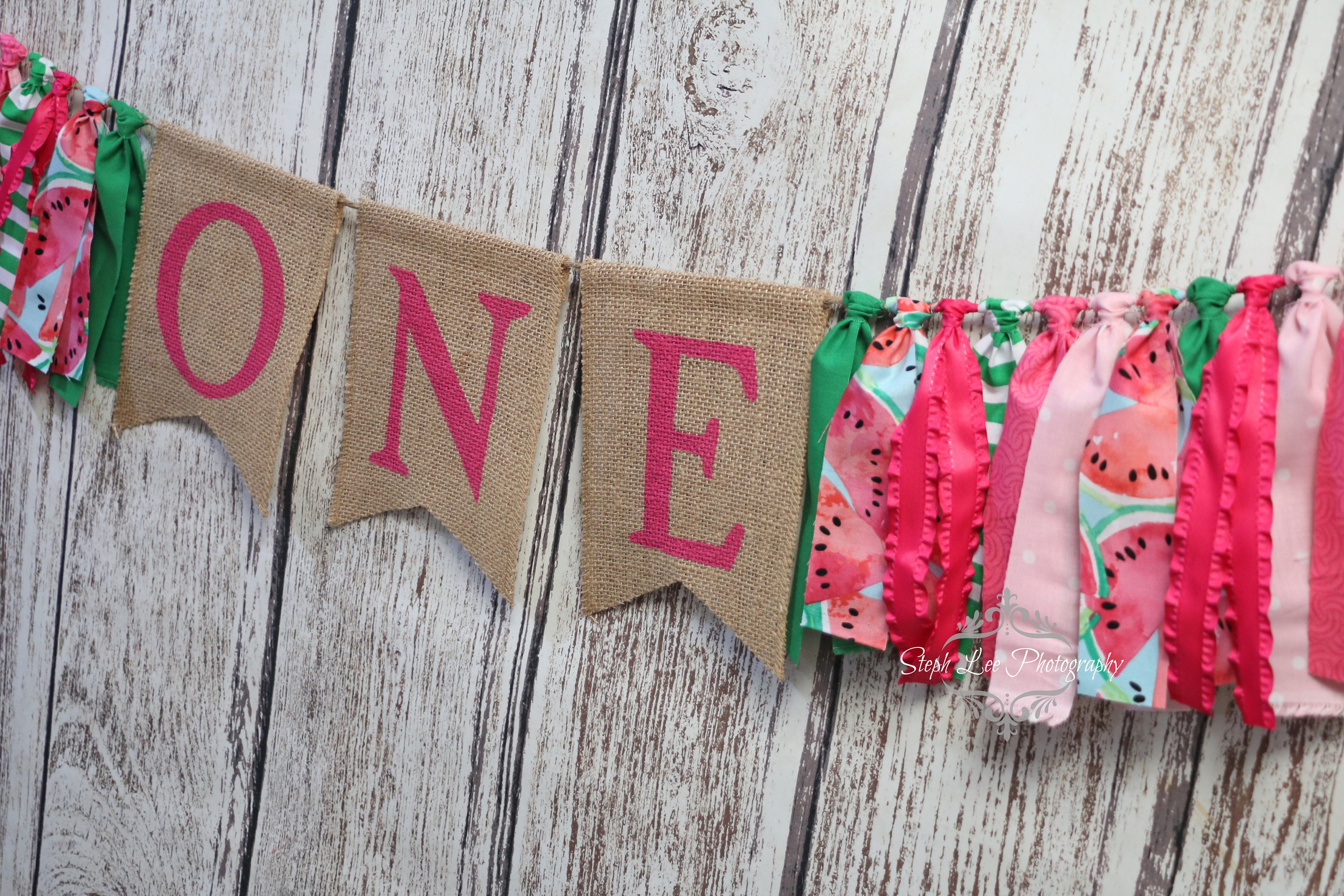 One in a Melon Birthday Banner Watermelon High Chair Banner | Etsy