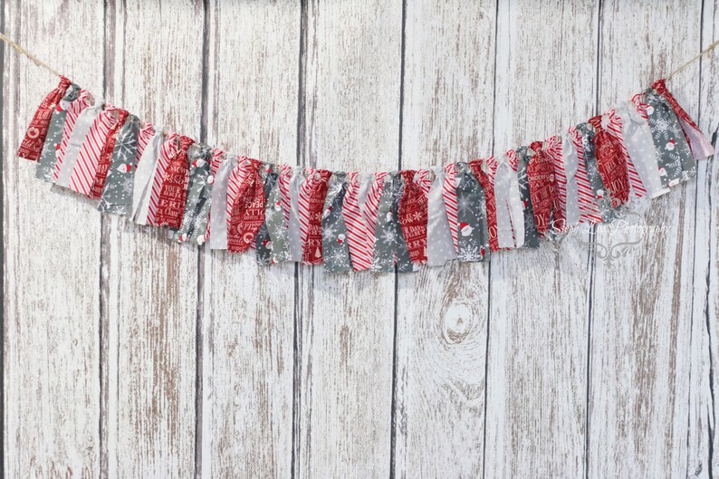 Christmas Santa Fabric Strip Banner Holiday Santa Banner | Etsy