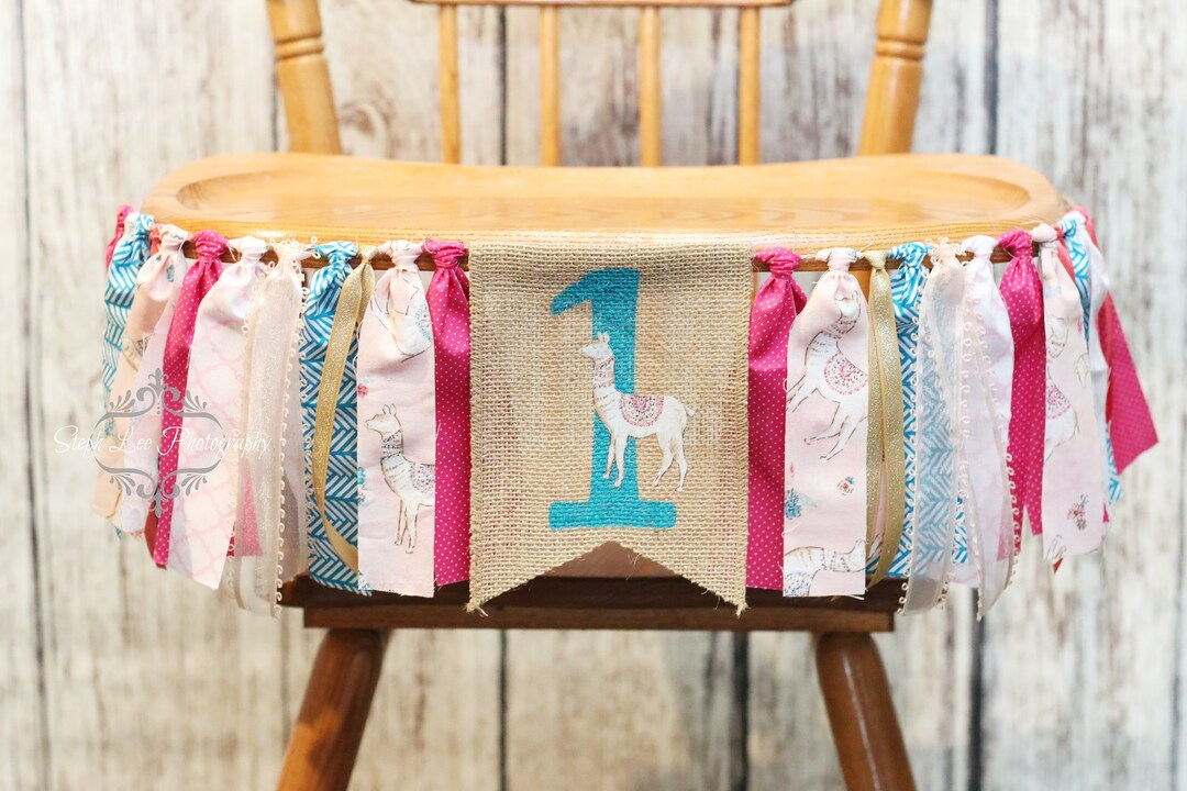 Pink Llama First Birthday High Chair Banner, Llama Fun, Llama 1st ...