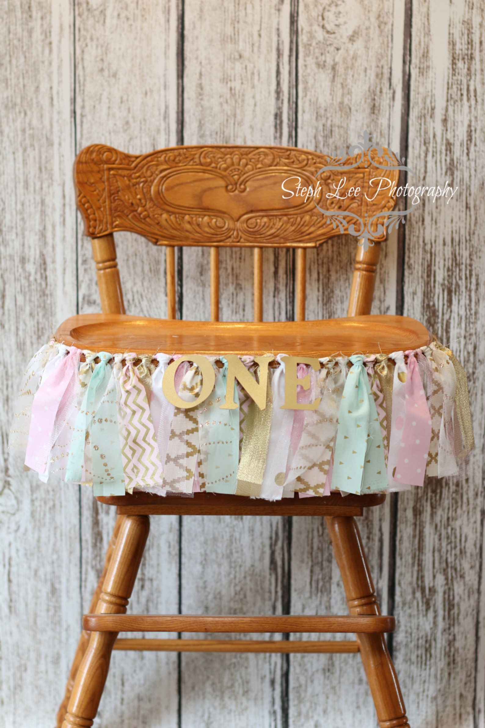 Pink Mint and Gold High Chair Banner Pink and Mint First 1st - Etsy