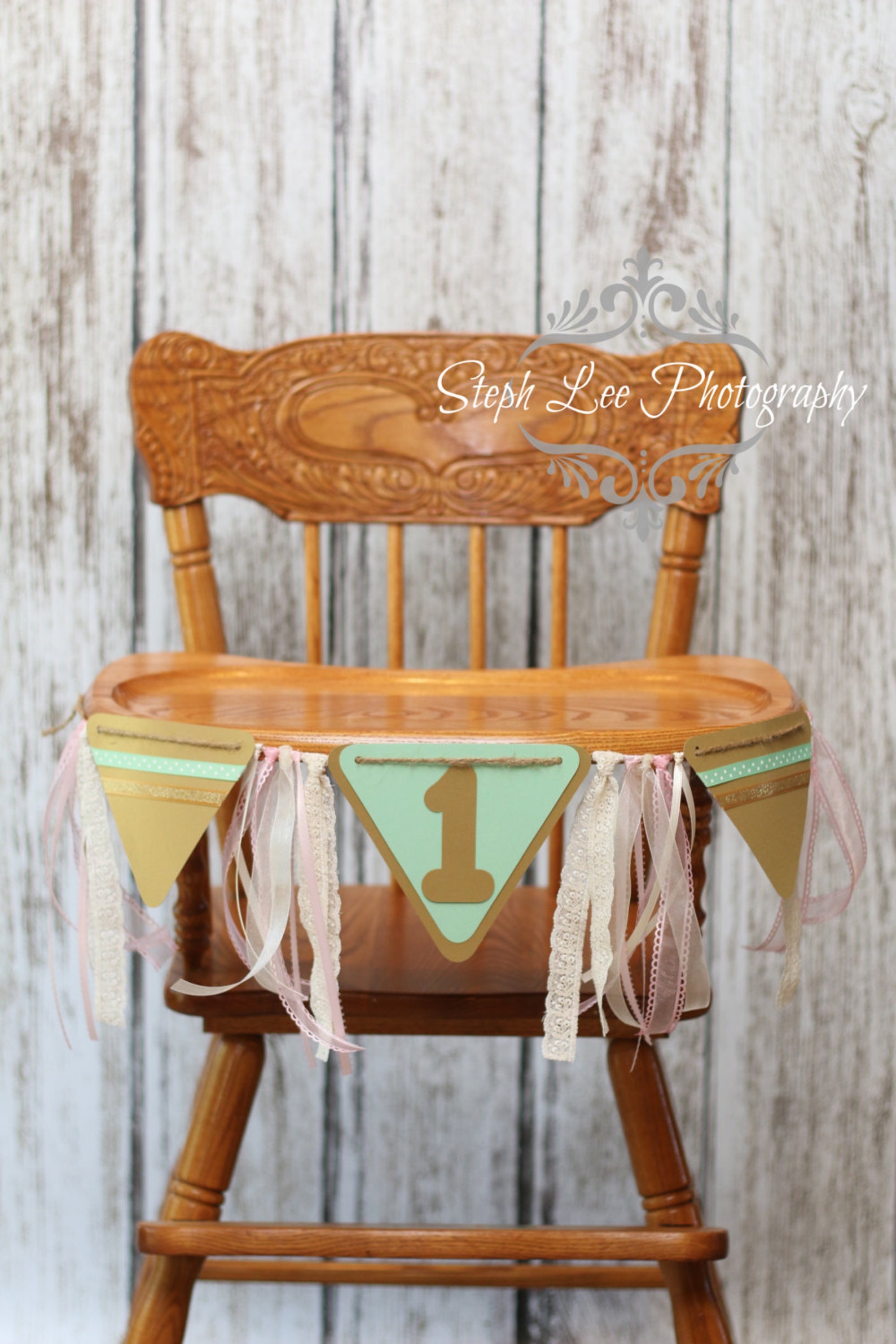 Pink Mint Gold High Chair Banner Onederland Birthday Sparkle | Etsy