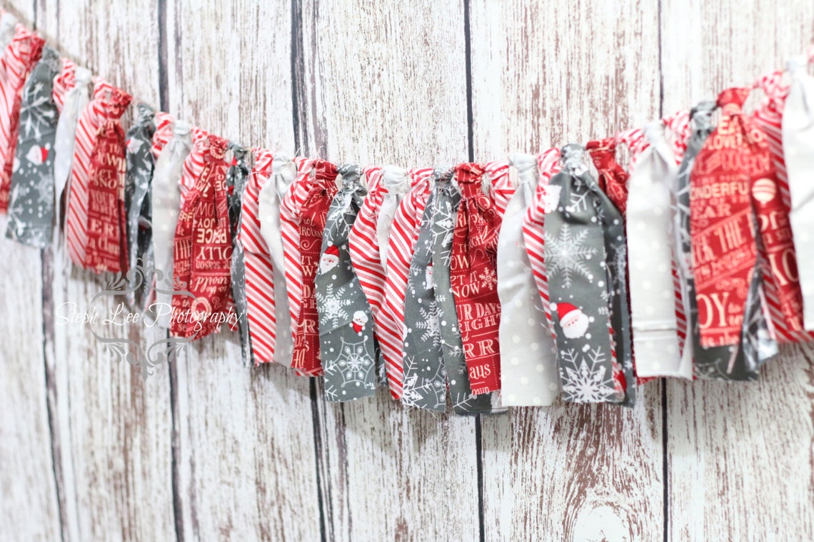 Christmas Santa Fabric Strip Banner Holiday Santa Banner - Etsy