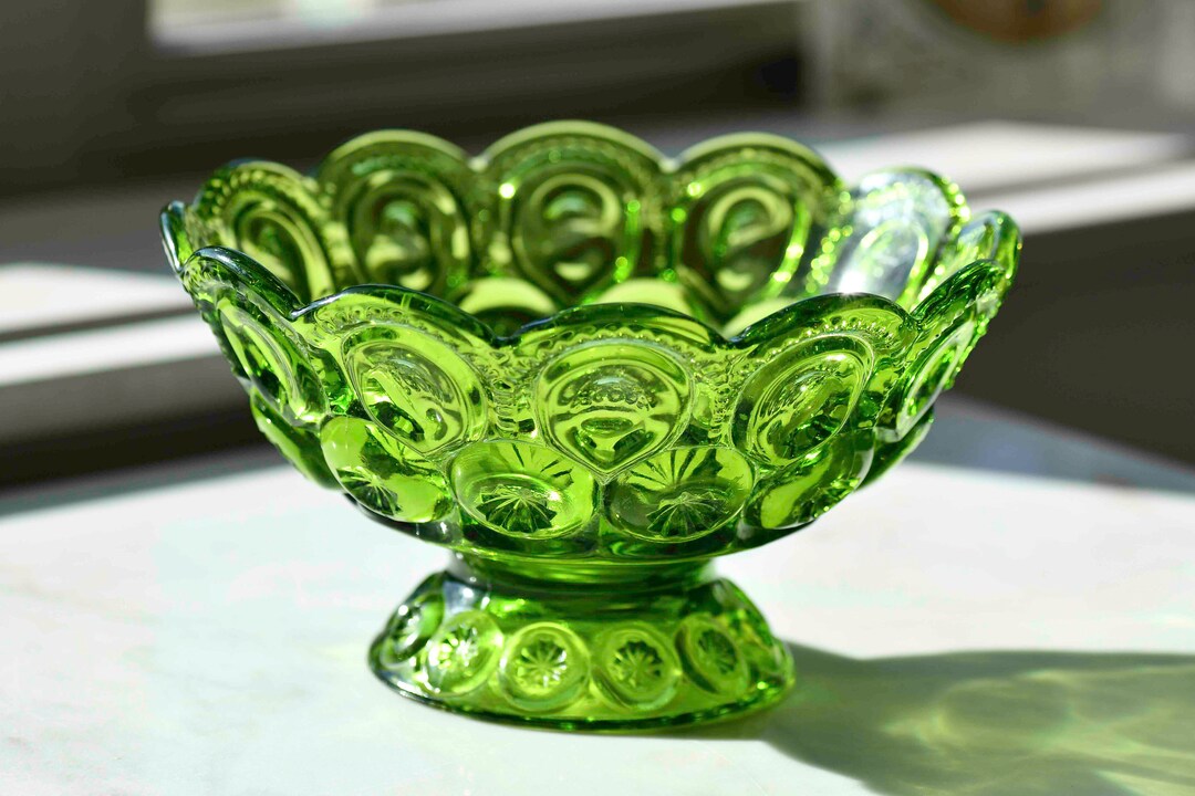 Moon & Star Green Glass Bowl, Smith Glass - Etsy