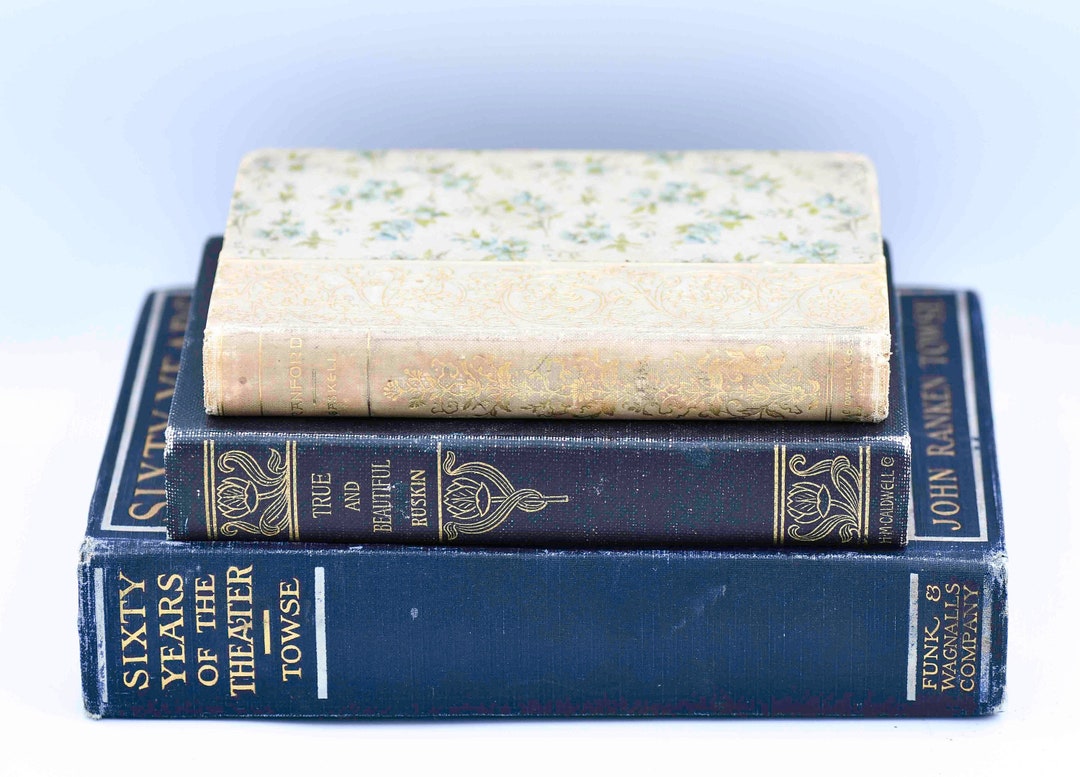 Decorative Blue Antique Books for Home Interiors John Ruskin - Etsy