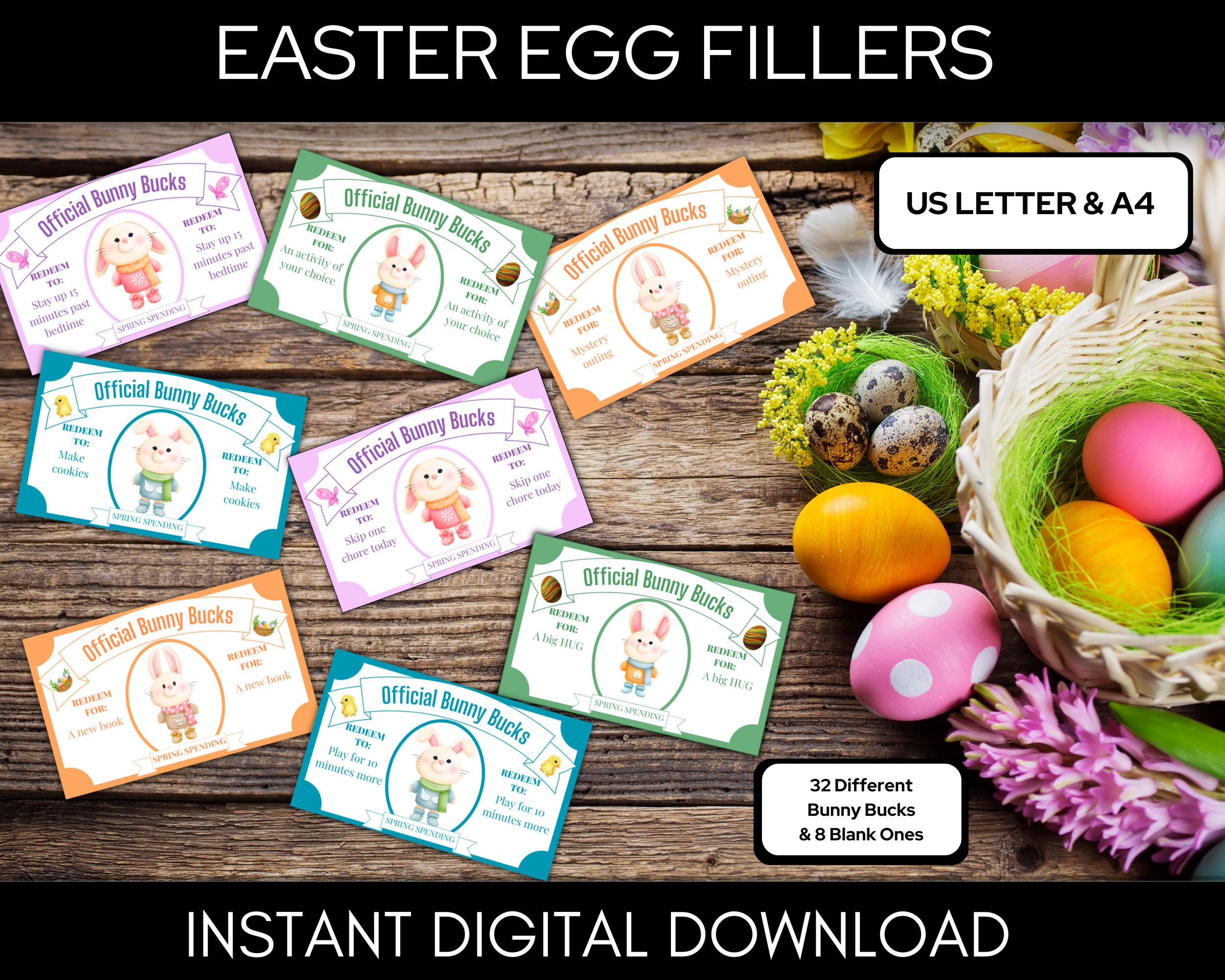 Easter Bunny Bucks Printables, Easter Egg Filler, Easter Coupons ...